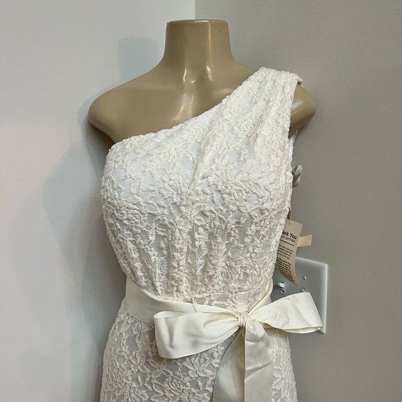 Juno | Dresses | Juno Ivory One Shoulder Lace Gown Dress | Poshmark